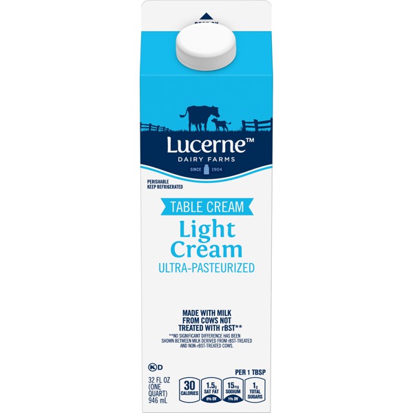 1Source | Lucerne Dairy Farms, Ultra-Pasteurized Light Table Cream