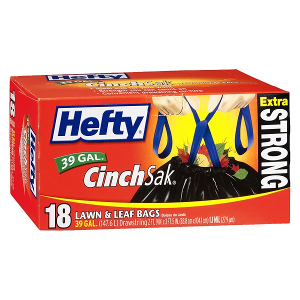 1Source | Hefty Cinch Sak Lawn & Leaf Bags, Value Pack 39 Gallon